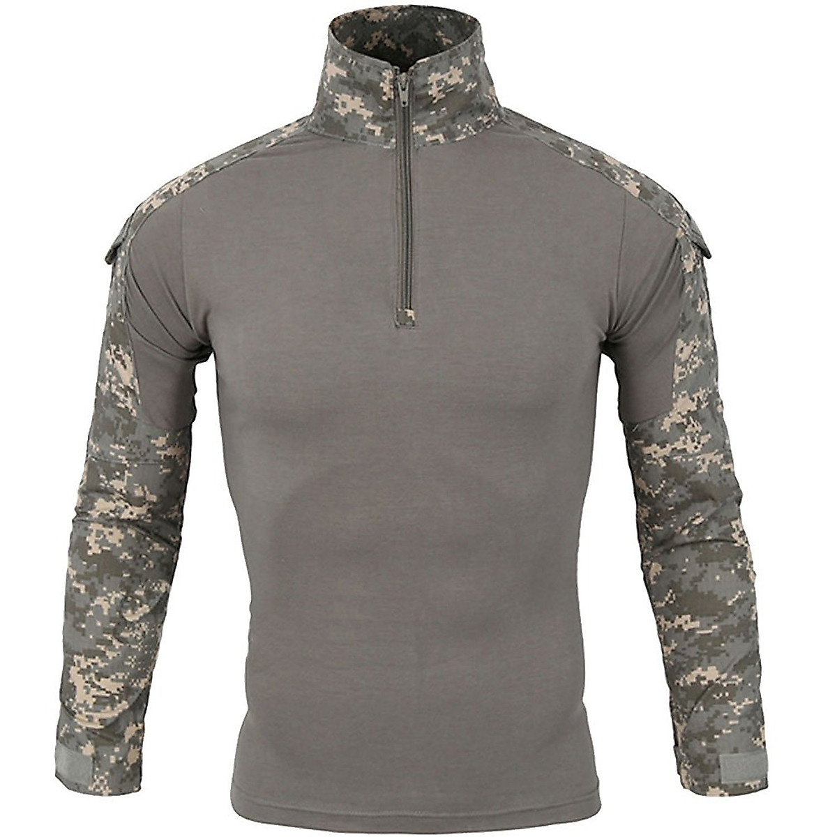 TOMITANY DXdesign Tactical 1/4 Zip Combat Long Sleeve T-Shirt Pants Set Slim Fit Hunting Military Uniform Dry Quick (XX-Large, Gray Set)