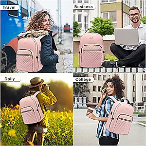 LOVEVOOK Laptop Backpack for Women, 17 Inch Large Capacity Travel Computer Work Bags, Business Nurse Backpack Purse for Womens, Backpacks, Light Pink