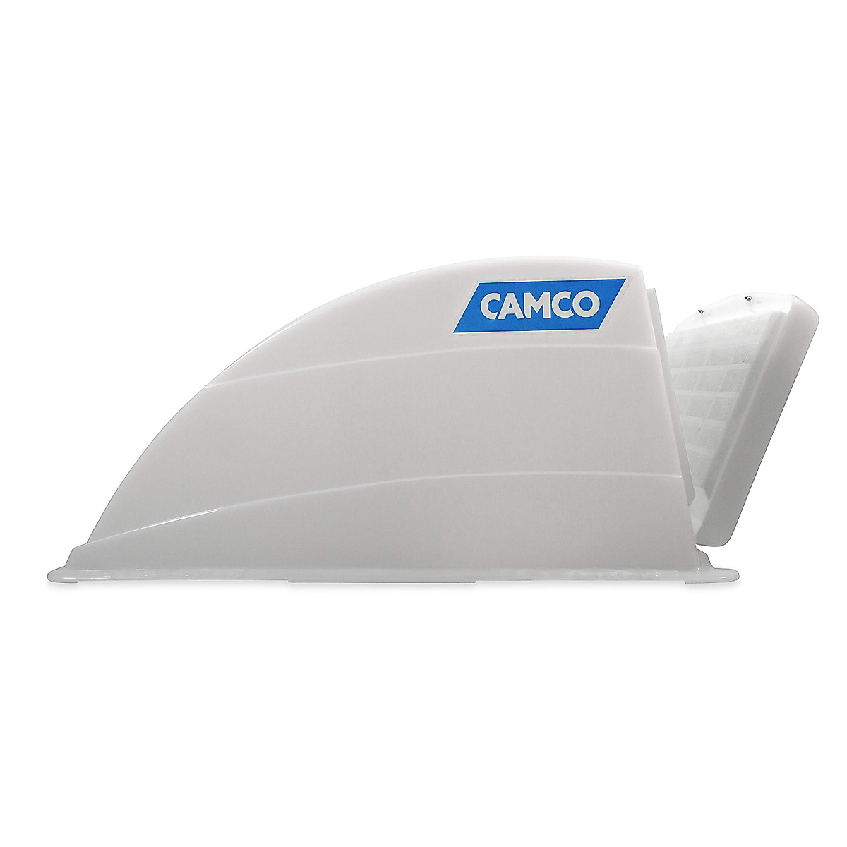 Camco RV Roof Vent Cover | Allows High Flow Air Ventilation Into Your RV, Rain or Shine | Easy Installation | Installation Hardware Included, White (40433)