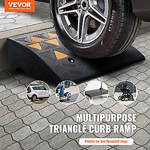VEVOR Rubber Curb Ramp 6" Rise, Heavy Duty Sidewalk Car Ramp for Driveway, 15 Ton Driveway Ramp for The Curb Forklifts Trucks Buses