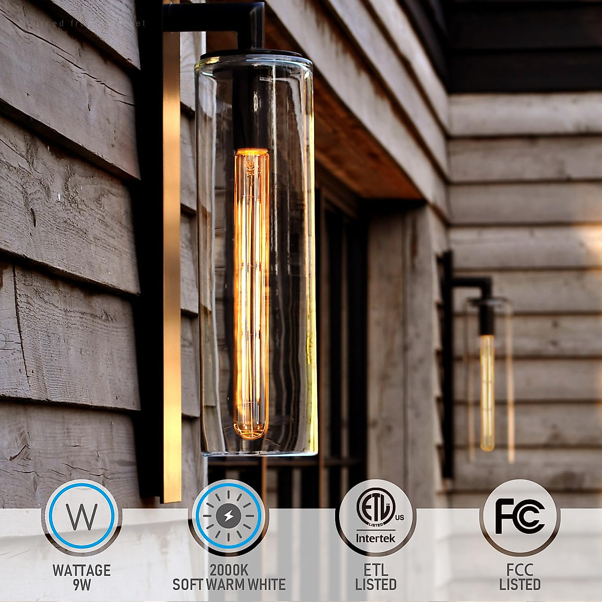 TORCHSTAR LED Vintage Filament Bulb T300, 9W 11.69Inch Long Tubular Edison Light Bulbs, E26 Base, Dimmable T10 Filament Decorative Bulb for Wall Lamp, Amber Glass, 2000K Soft Warm, ETL/FCC, Pack of 4