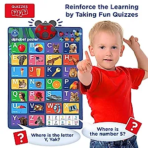 LEARNING BUGS Interactive ABC & 123s Talking Poster & Musical Wall Chart, Educational Toy for Toddlers