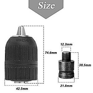 Mesee 2-13mm Capacity Keyless Drill Chuck Adapter, 1/2-20UN Mount Thread Impact Quick Change Conversion Tool for Air Impact Wrench