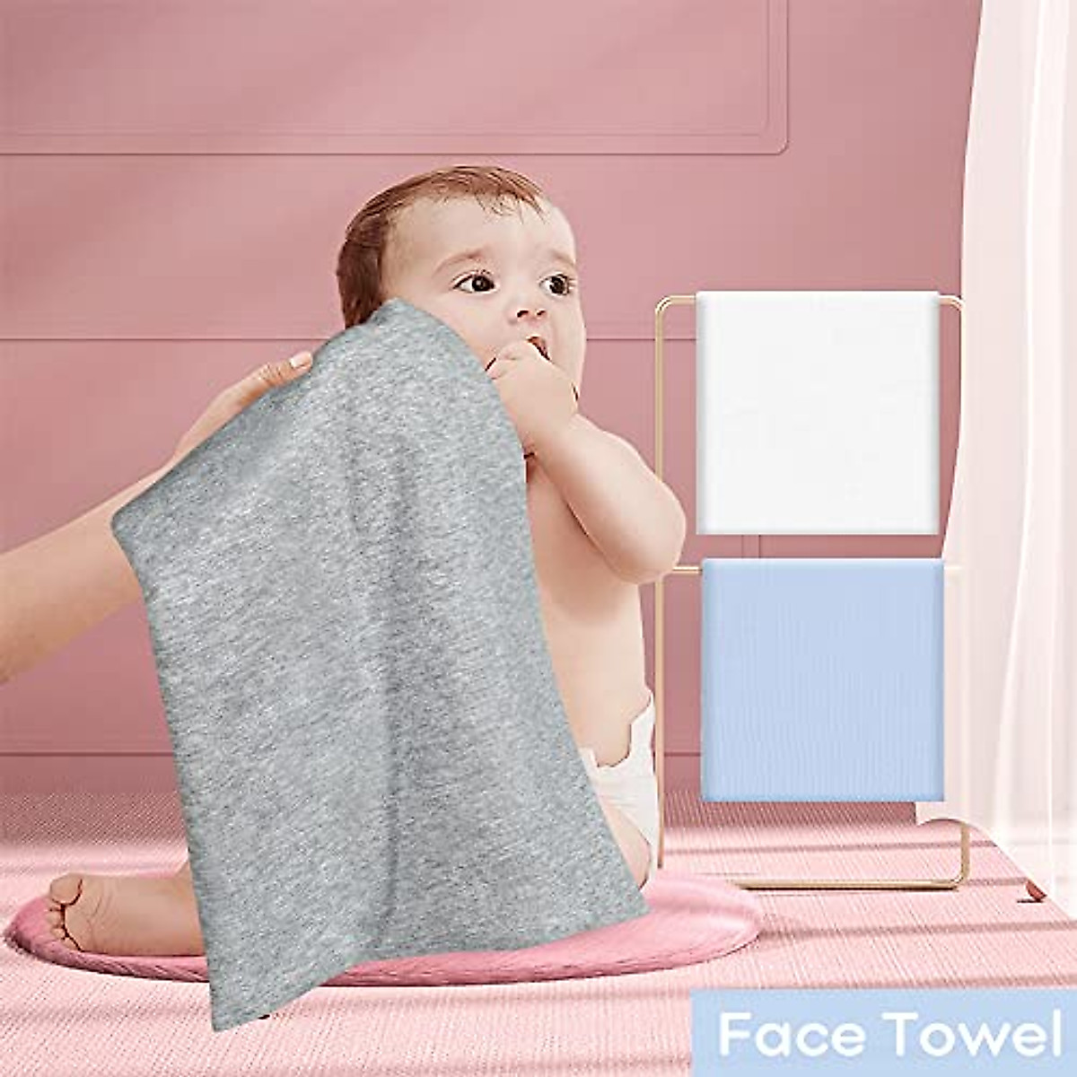 Yoofoss Baby Burp Cloths 10 Pack for Boys and Girls, Large 100% Cotton Thicken Washcloth 16‘’x12‘’ Soft and Absorbent Burping Cloth, Solid Color Spit up Cloth