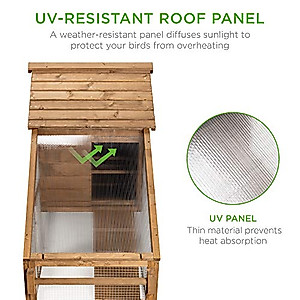 Best Choice Products 71in Mobile Fir Wood Chicken Coop Hen House Poultry Cage for 3-5 Hens, Outdoor, Animal Care w/Wheels, 2 Doors, Nest Box, Removable Tray, UV Panel