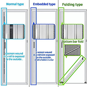 Custom Cut to Size,[ Grey,Embedded, W 40 xH 83 (inch)], Aluminum Retractable Front Screen Door net,Fiberglass mesh with alumium, Mosquito Screens I Bug Net for Doors