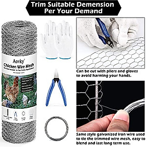 Chicken Wire Fencing Mesh 16.9 inch X 32.8 Ft, 0.6 Inch Hexagonal Galvanized Floral Chicken Wire Fence for Crafts Garden Poultry, Metal Hardware Cloth Netting for Chicken Coops Rabbit Rodent Cage