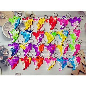 HOZKEAP 24 Packs Bulk Halloween ghost Fidget Bubble Mini Pop Keychain，Small Birthday Party Favors Supplies and Student Prizes
