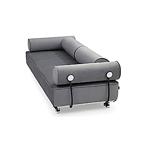 Zuri Modern Carrera Gray Velvet Fabric Sofa with Black and Chrome Accents