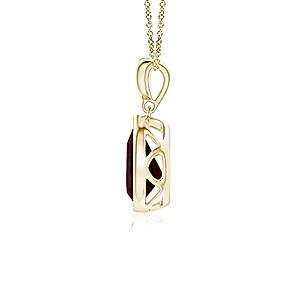 Angara Natural Garnet Dangle Drop Pendant Necklace for Women, 14K Yellow Gold (Grade-A | 8x6mm) January Birthstone Jewelry Gift for Women | Birthday | Wedding | Anniversary