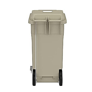 Safco Products 9926TN Plastic Step-On Trash Can for Hands-Free Disposal, Great for Home/Commercial Use, 32 Gallon, Tan