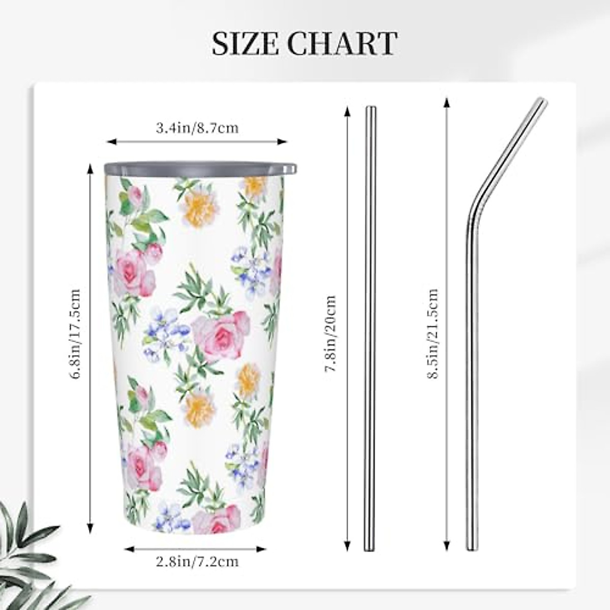 Yaxongx 20oz Tumbler Radiant Flower Double Wall Vacuum Insulated Coffee Mug with Lid and Metal Straw Brush Reusable Stainless Steel Water Bottle Travel Cup Gifts for Car Ice Drinks Hot Beverage