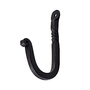 Renovators Supply Bathroom Hooks 3.5 in. Black Wrought Iron Wall Mount Hooks for Hanging Robe, Towel, Hat, or Jewellery with Mounting Hardware