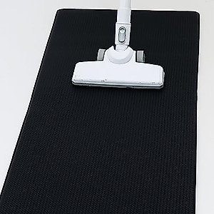 QUILTINA Black Kitchen Mat Anti-Fatigue Cushioned Rug Set (2 PCS), Waterproof Non-Slip & Stain Resistant, 0.4'' Thick PVC Ergonomic Comfort Foam Rugs for Floor Home, Sink, Laundry, 47''x17.5''