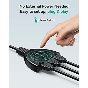 HDMI Switch 4K, VILCOME 3 Port HDMI Switcher 3x1 HDMI Splitter Hub 3 in 1 Out with Pigtail Cable Supports 4K 3D HD 1080P for Xbox PS4 Roku HDTV