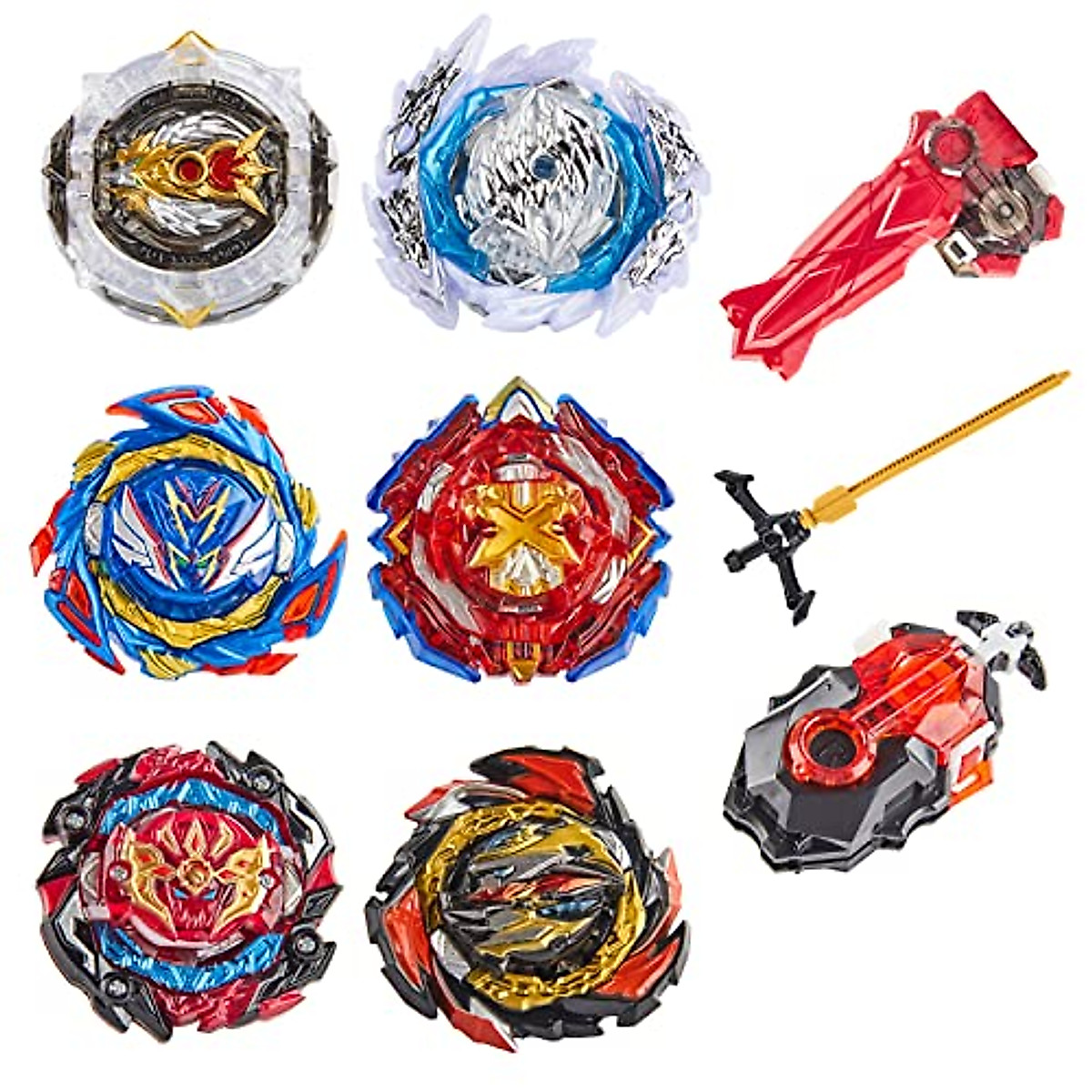 ROUSEWIT Bey Battling Tops Set, 6 Spinning Tops 2 Launchers Burst Toy Game, Combat Battling Game Gift for Age 6+ Boy