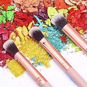 MSQ Eye Makeup Brushes Set with Soft Synthetic Hairs & Real Wood Handle for Eyeshadow, Eyebrow, Eyeliner, Blending (Pink), 12pcs