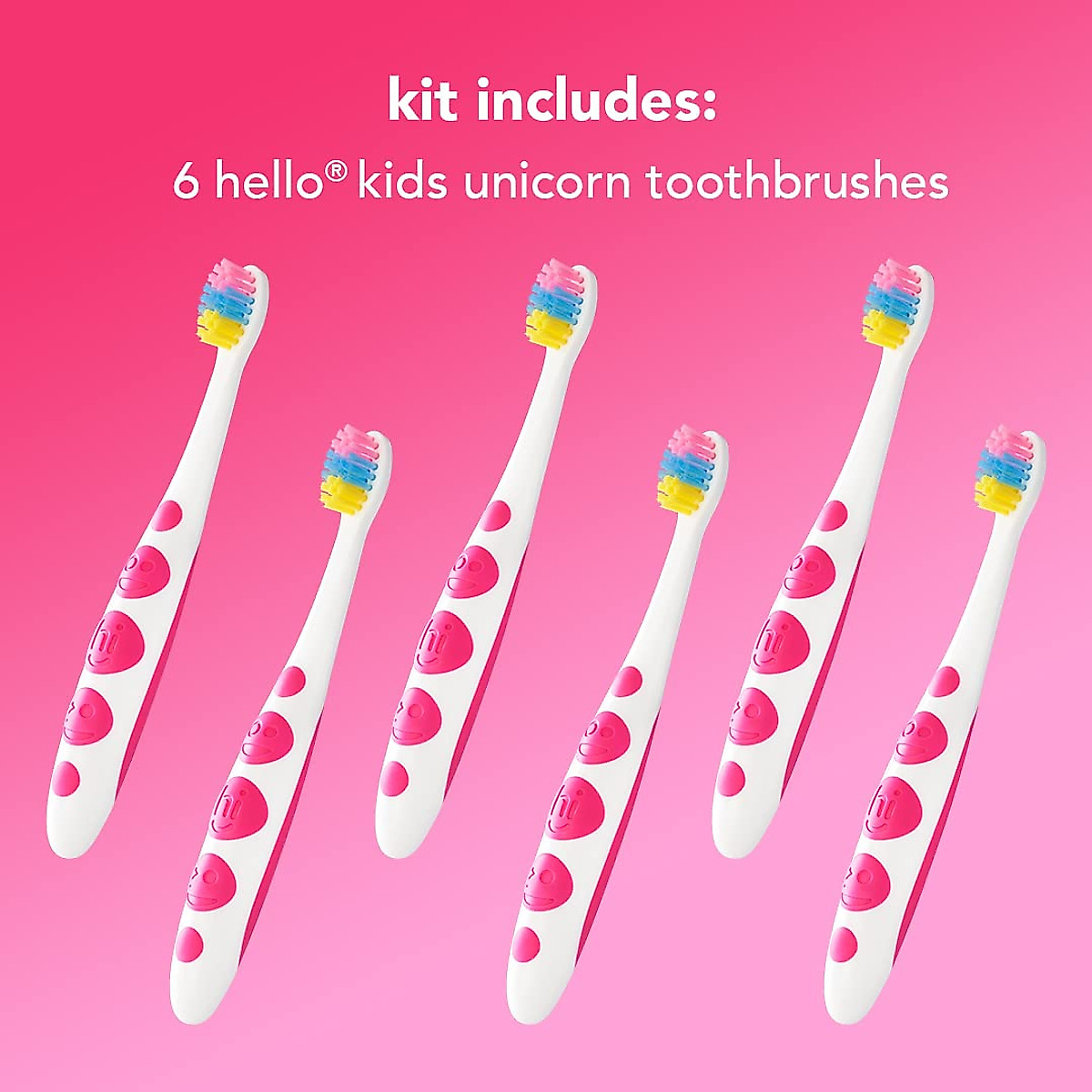 hello Unicorn Baby and Toddler Soft Toothbrush for All Ages, BPA Free, Easy to Grip Handle, 6 Count