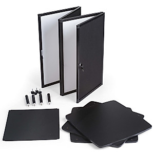 Displays2go Portable Trade Show Counter with Travel Bag, Locking Compartment - Foldable Booth Display Counter for Events - Black (LCTCNTBLK)