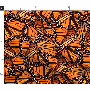Spoonflower Fabric - Monarch Butterfly Orange Summer Wings Insect Printed on Petal Signature Cotton Fabric by The Yard - Sewing Quilting Apparel Crafts Decor