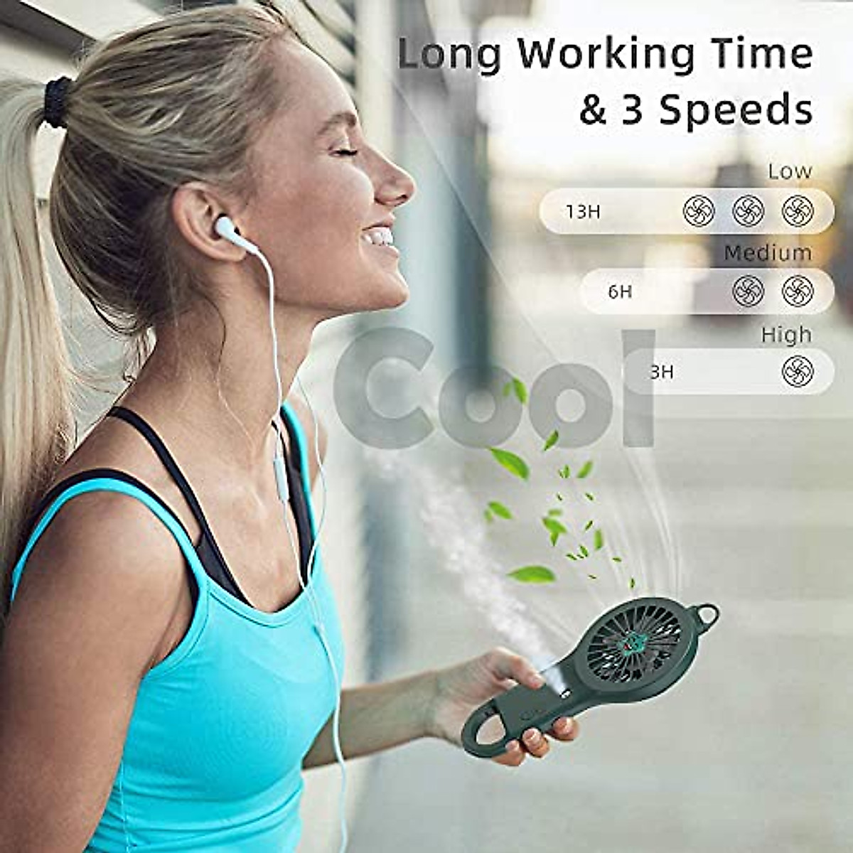 ZOMFOM Nano Misting Fan, Mist Spray Pores Water SPA Moisturizing Hydrating Face Sprayer USB Rechargeable, Spray Water Mist Fan, Nano Handheld Misting Fan with 2 button (ArmyGreen)