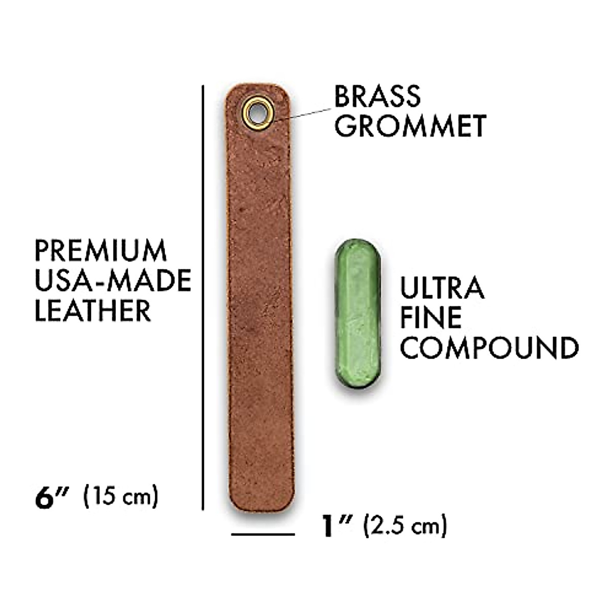 Knafs - Leather Strop for Honing Pocket Knives - Includes Stropping Compound