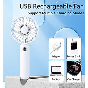 RNKRUN Mini HandHeld Portable Fan, Small Personal Battery Operated Fan Lash Fan Quiet usb Rechargeable 3 Speed Adjustable for Outside Travel Patios Indoor Shop Women Men Kids Girl Eyelash Makeup,white
