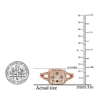 Dazzlingrock Collection 9mm Cushion Morganite & Round White Diamond Halo Split Shank Engagement Ring for Women in 14K Rose Gold Size 8