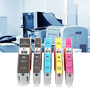 FTVOGUE 970‑971 Multi Colors Ink Cartridge Replacement Inkjet Printer Cartridges for PIXMA MG5790 MG5795 (BK BK C M Y 5 Colors)