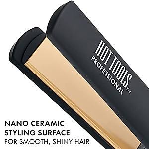 Hot Tools Pro Artist Nano Ceramic Flat iron | Wide Plate for Faster Styling (1-1/4 in)
