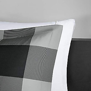 Madison Park Essentials Plaid Sets 3M Scotchgard Moisture Wicking - Ultra Soft Down Alternative Microfiber Bed Comforters, Twin/Twin XL, Grey/Black