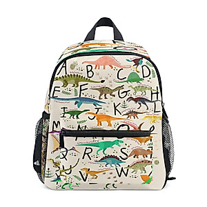 Cute Alphabet Dinosaur Toddler Backpack for Kids Boys Girls Childish Dino Kid's Backpack Preschool School Children Bag Bookbag Nursery Junior Primary Student Travel Bag Schoolbag for Junior Primary