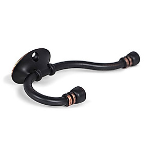 BIRDROCK HOME Classic Wall Mounted Robe & Towel Hooks - 2 Pack - Dual Hook - Large - Oil Rubbed Bronze Towel Robe Hat Coat Hook