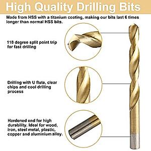 Yaegoo Titanium Twist Drill Bit Set High Speed Steel for Steel, Wood, Plastic, Metal, Copper, Aluminum Alloy with Storage Case (230 PCS)