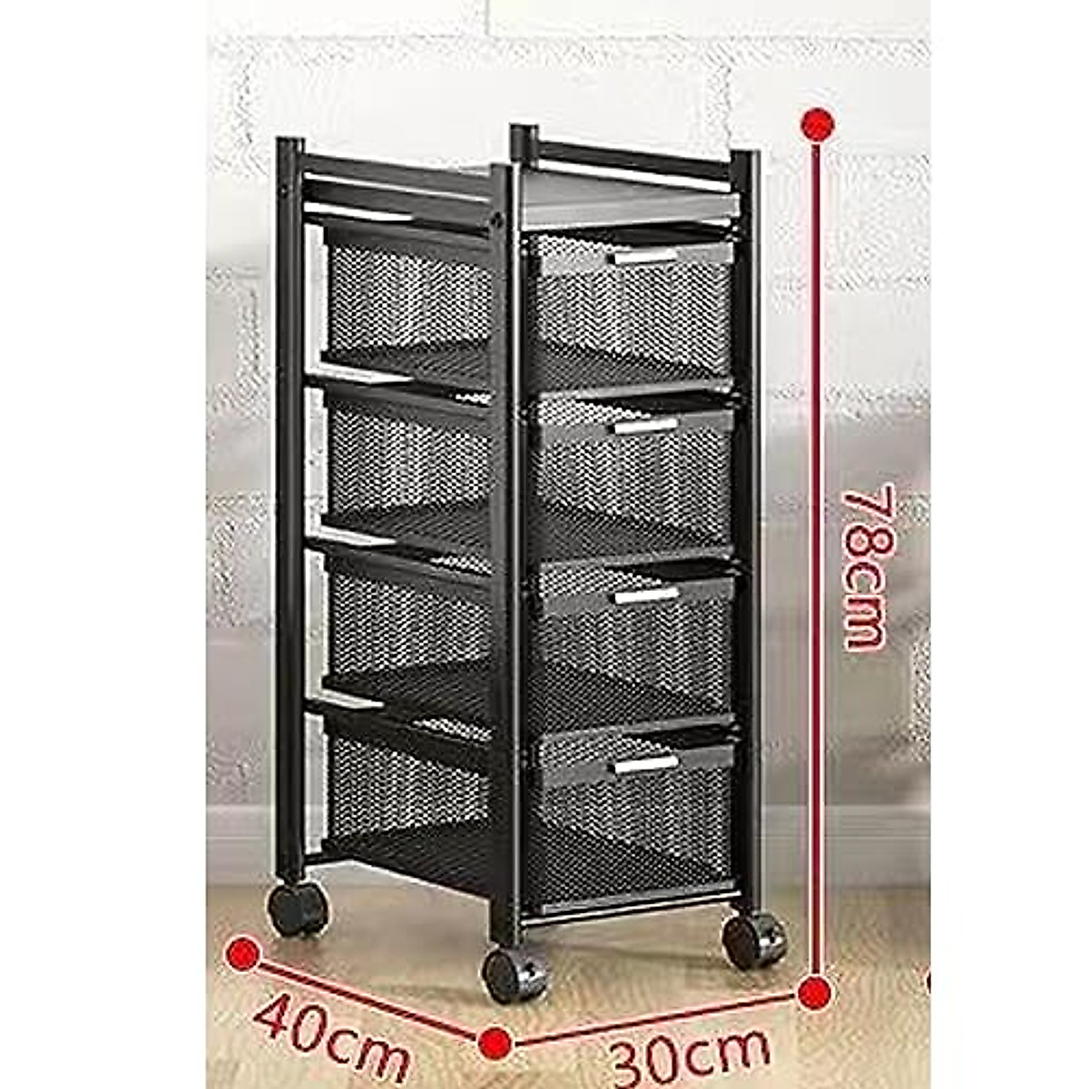 Storage Drawers Rolling Cart with Drawers Utility Cart with Drawers Organizer on Wheels Small Dresser Small Drawers Rolling Drawer Organizer Cart for Kitchen Bedroom Office (4 Tier Black)