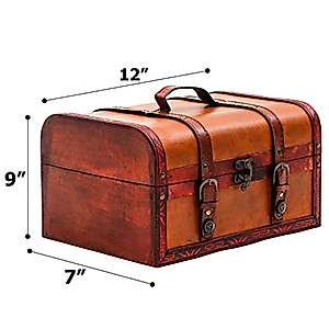 Trademark Innovations 12.5" Decorative Wood Treasure Chest Box