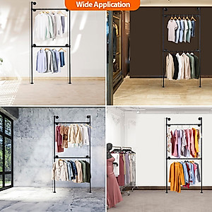 Toriexon Industrial Pipe Clothing Rack Metal, Minimalist Retro Walk-in Closet System, Heavy Duty Wall Mounted Industrial Pipe Closet Organizer (2 Tier, 88.58" H x 39.37”W x 9.84" D)