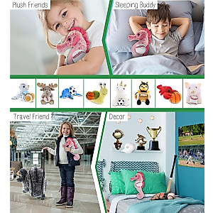 DolliBu Seahorse Stuffed Animal with Baseball Plush - Soft Huggable Seahorse, Adorable Playtime Plush Toy, Super Soft Plush Doll Animal Toy for Kids and Adults - 15 Inch