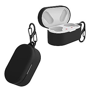 kwmobile Silicone Cover Compatible with OnePlus Nord Buds - Case Cover Stick-On Skin with Clip - Black