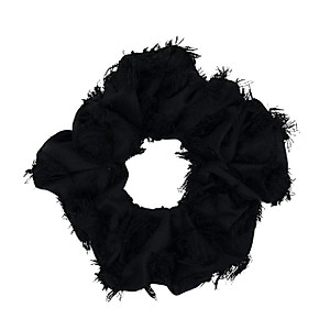 Kitsch Brunch Scrunchies - No Crease Hair Ties for Girls, Scrunchies for Women | Perfect for Daily Wear or Any Occasion - Frayed Black