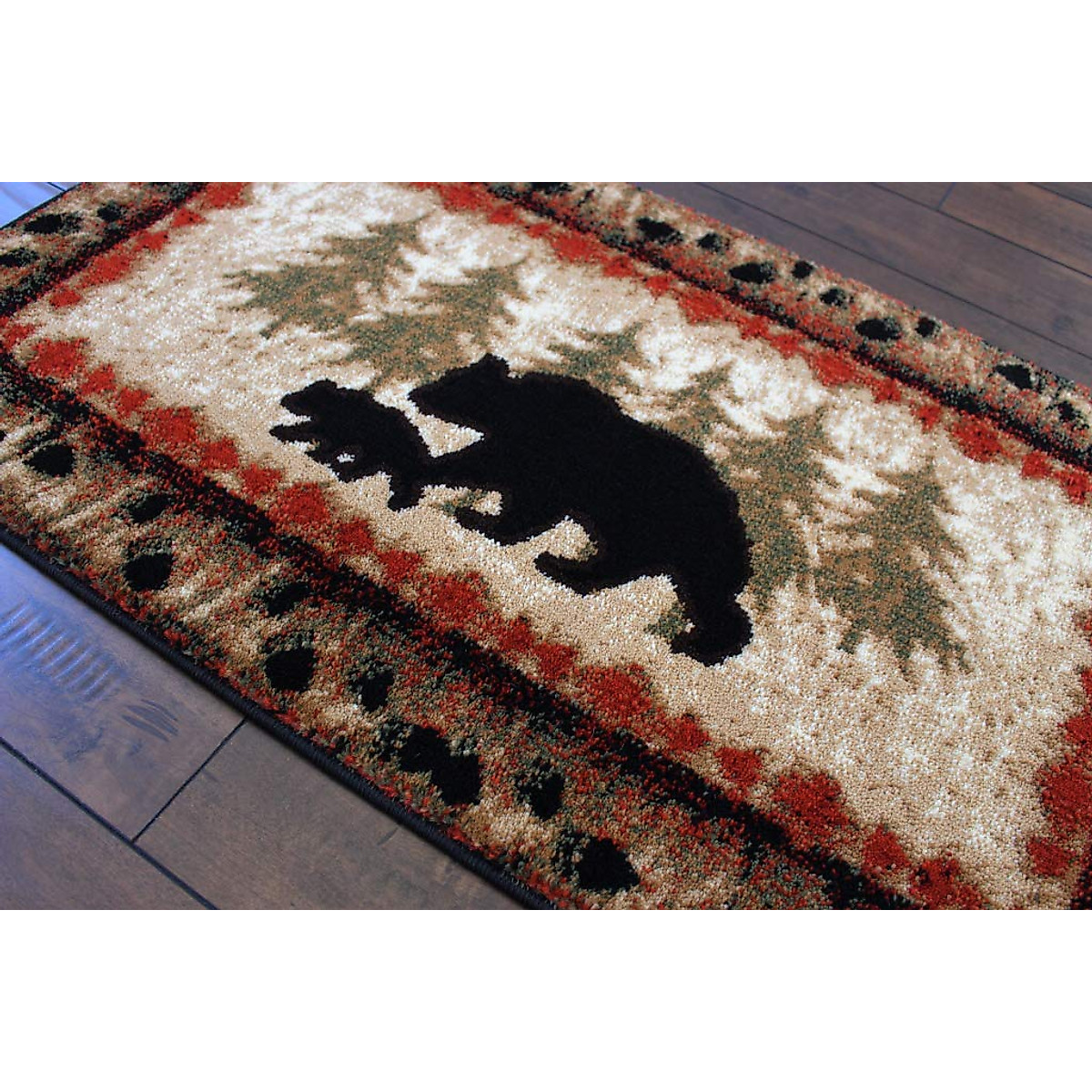 Masada Masada Rugs 2'x3' Cabin/Lodge Theme Area Rug with Bear and Cub Scene