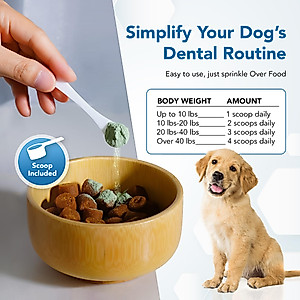 Spanielbuns Dental Powder for Dogs and Cats - Plaque Control & Tartar Remover, Breath Freshener with Probiotics, Vitamins & Natural Extracts - Perio Support Powder for Dogs Cats-2.82 oz (80g)