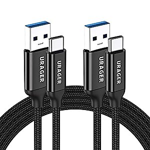 (2 Pack-6.6ft) USB Type C Cable, USB to USB C 3.0 Cable, Fast Charging USB C Charger Cord, for Samsung Galaxy Note 10 9 8, S10, S9, S8, Huawei Honor Sony, LG V20 G5 G6, HTC 10 and More-Black