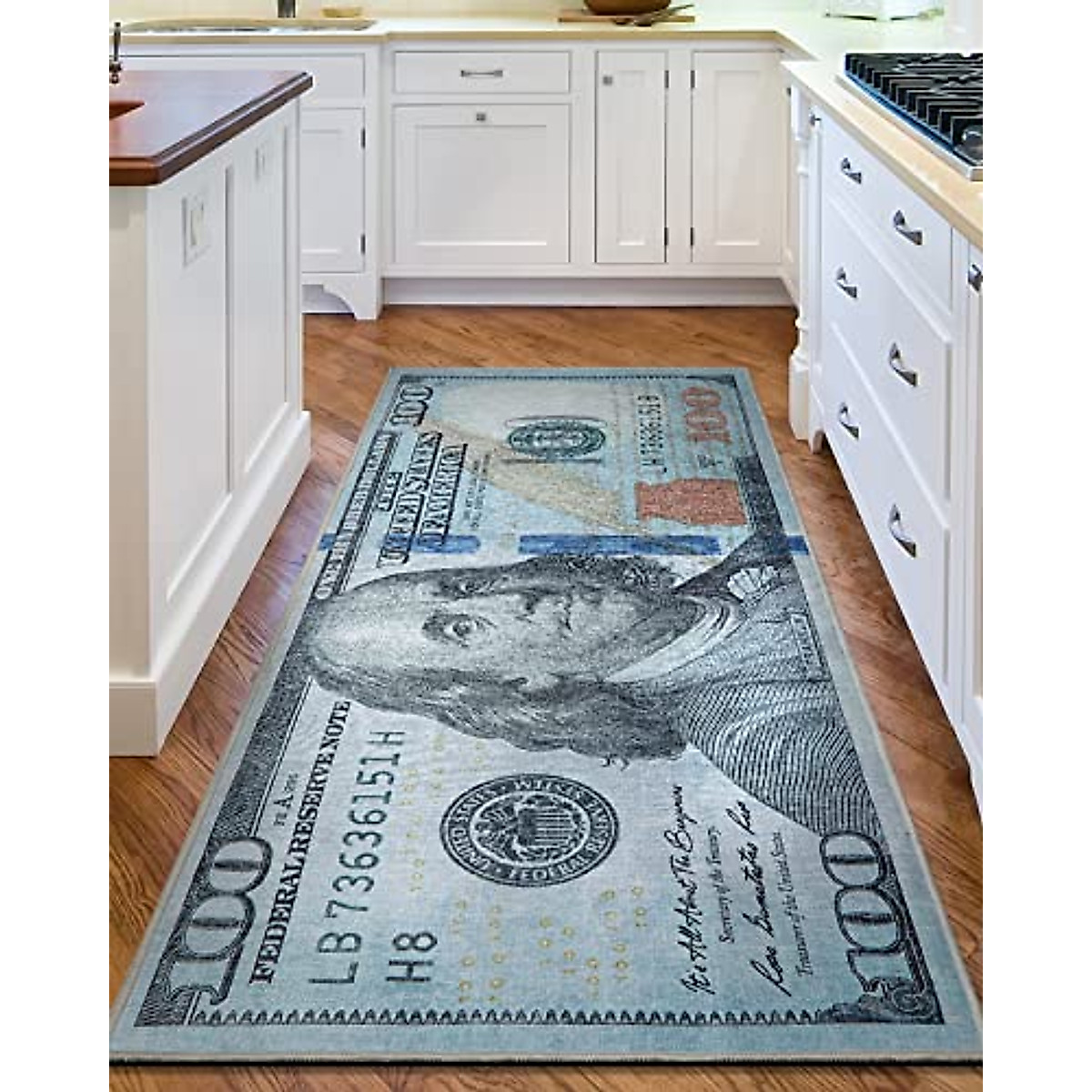 Well Woven Money Collection New Hundred Dollar Bill 2' x 5' Runner Rug