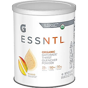 G ESSNTL Organic Gatorade Thirst Quencher Powder, Mango, 50.9oz Canister (Pack of 3)