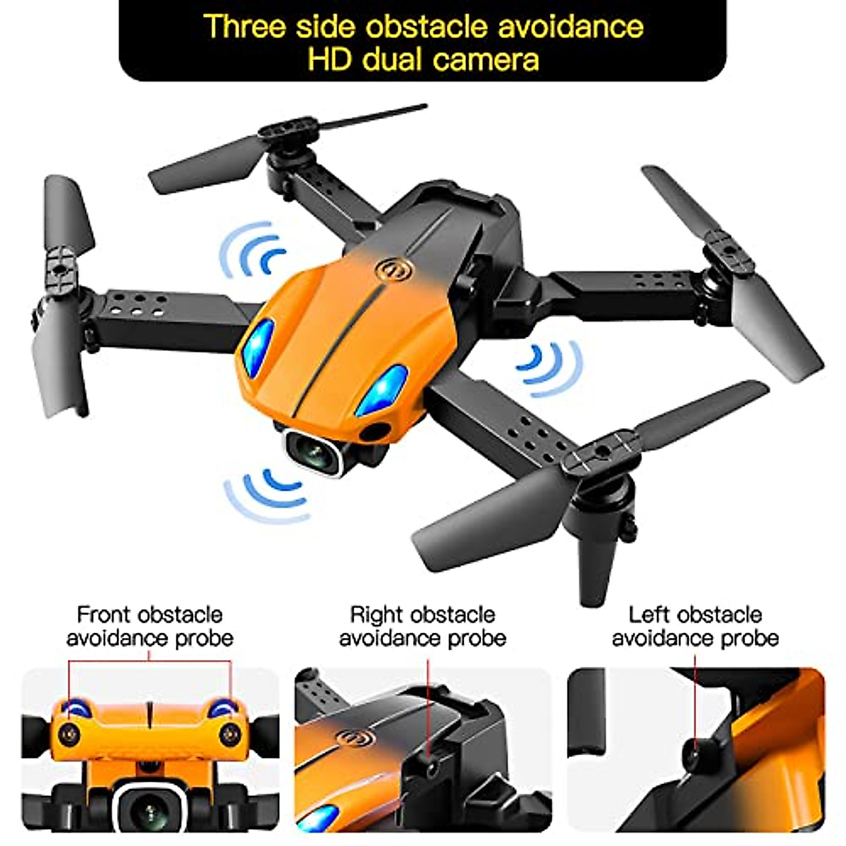 meekiee 2021 Latest Waterproof Professional RC Drone with 4K Camera Rotation,Drone with Dual Camera for Kids and Adults,E88 Pro RC Drone 4K Camera Rotation HD Wide Angle FPV Live Video (KY907 Orange)