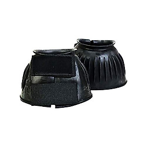 Centaur PVC Ribbed Double Hook and Loop Bell Boots, Black, Large