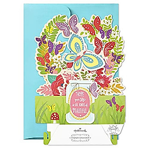 Hallmark Paper Wonder Pop Up Card for Birthday, Thinking of You, Congrats, or Any Occasion (Flowers and Butterflies)