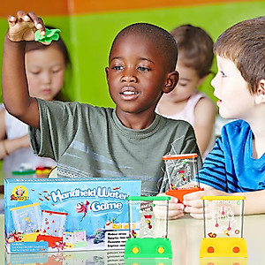 Skylety 2 Pcs Handheld Water Game 2.6 x 3.25 Inch Arcade Water Ring Water Tables in a Gift Box for Beach Fun Game Toys Fun Stocking Stuffers Gifts for Toddler Kids Adults Retro Pastime, Without Water