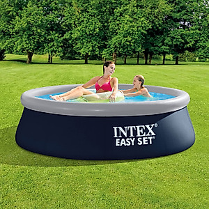 Intex Easy Set 8 Foot x 30 Inch Round Inflatable Top Ring Outdoor Backyard Above Ground Swimming Pool for Kids and Adults with 330 GPH Filter Pump